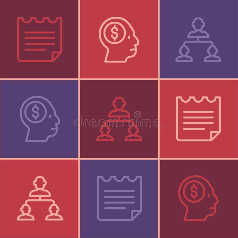 Set Line Notebook, Employee Hierarchy and Business Man Planning Mind ...