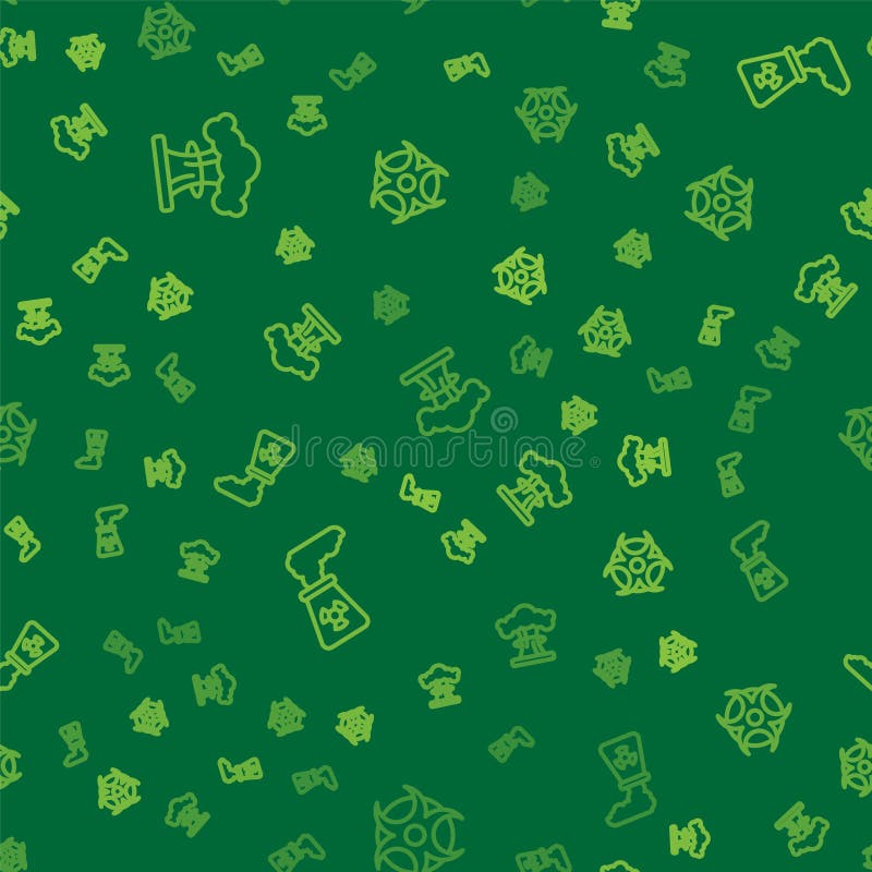 Set Line Nuclear Explosion, Power Plant and Biohazard Symbol on ...