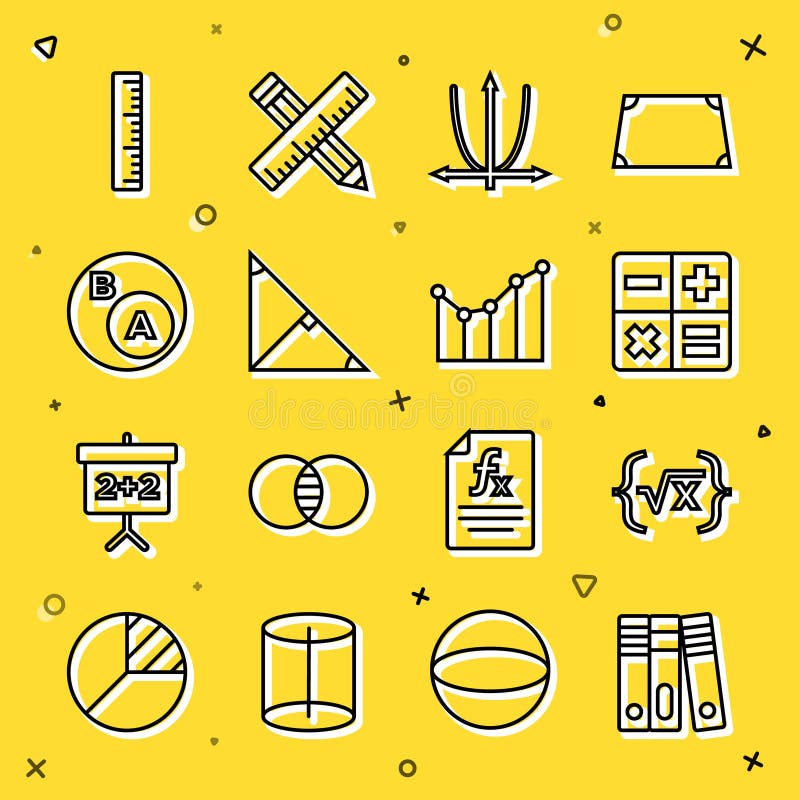 Set Line Office Folders, Square Root of X Glyph, Calculator, Graph ... Set Line Office Folders, Square Root of X Glyph, Calculator, Graph ...