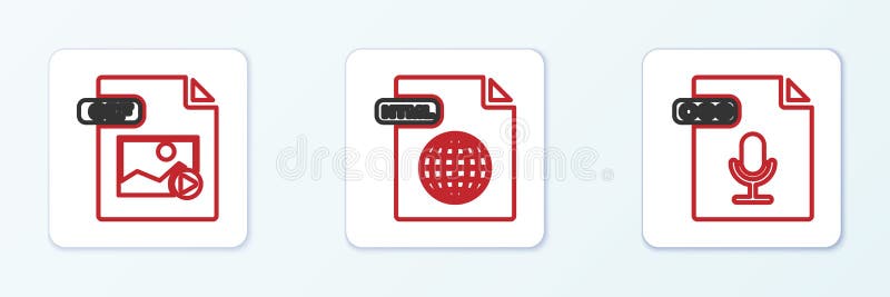Set Line OGG File Document, GIF and HTML Icon. Vector Stock ... Set Line OGG File Document, GIF and HTML Icon. Vector Stock ...