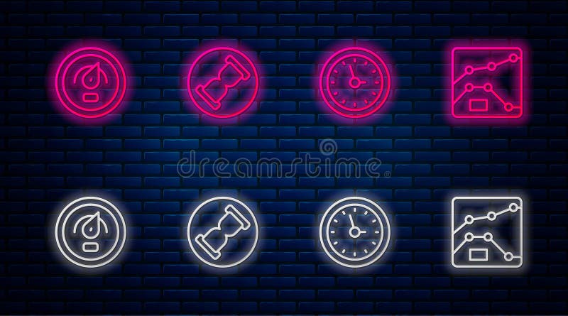 Set Line Old Hourglass with Sand, Clock, Digital Speed Meter and Graph ...