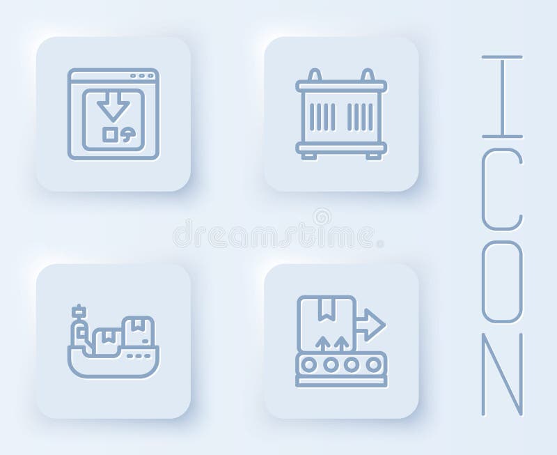 Set Line Online App Delivery Tracking, Container, Cargo Ship with Boxes ...