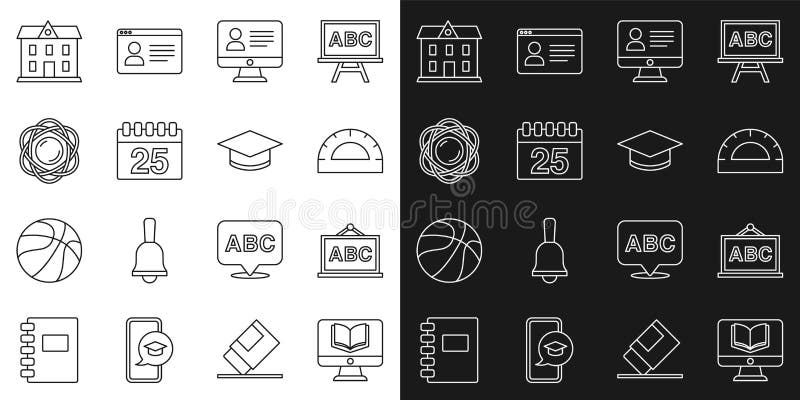 Set Line Online Class, Chalkboard, Protractor Grid, Calendar, Atom ... Set Line Online Class, Chalkboard, Protractor Grid, Calendar, Atom ...