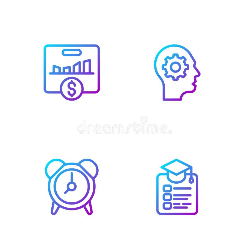 Set Line Online Education, Alarm Clock, Key Performance Indicator and ...