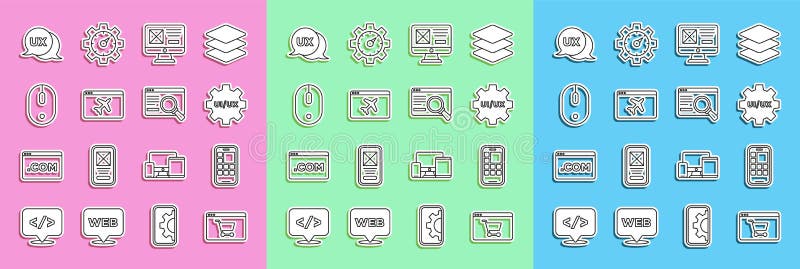 Set Line Online Shopping on Screen, Mobile Apps, UI or UX Design ...