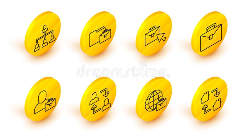 Set Line Online Working, Project Team Base, Freelancer, Briefcase, and ...