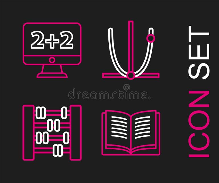 Set Line Open Book, Abacus, Graph, Schedule, Chart, Diagram and ...