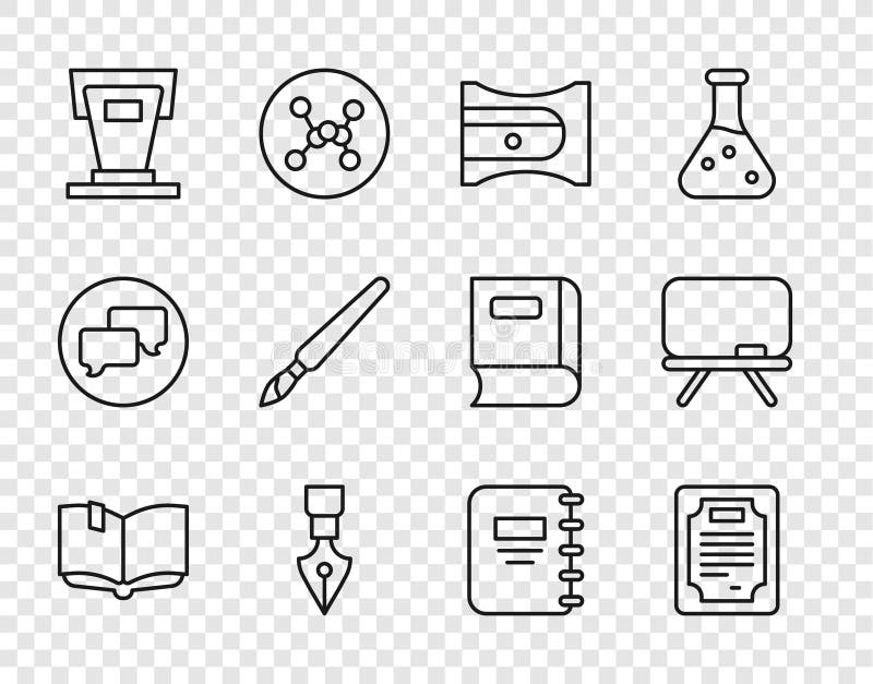 Set Line Open Book, Certificate Template, Pencil Sharpener, Fountain ... Set Line Open Book, Certificate Template, Pencil Sharpener, Fountain ...