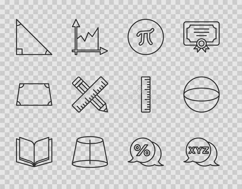 Set Line Open Book Xyz Coordinate System Pi Symbol Geometric Figure