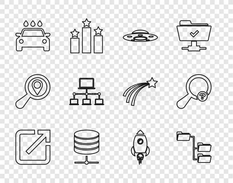 Set Line Open In New Window Folder Tree Ufo Flying Spaceship Server Data Web Hosting Car