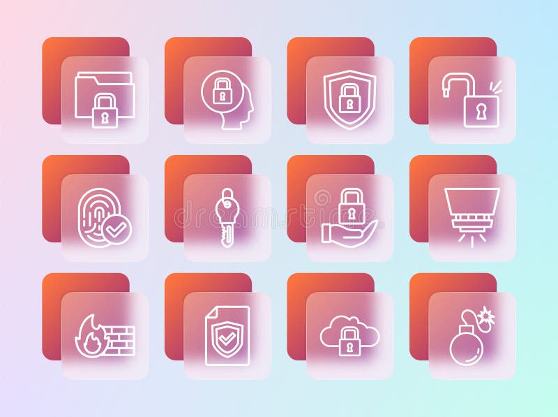 Set Line Open Padlock, Contract with Shield, Lock, Cloud Computing, Key, Shield Security, Folder ...