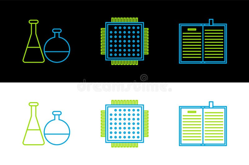 Set Line Open Science Book, Test Tube and Flask Chemical Laboratory and ...