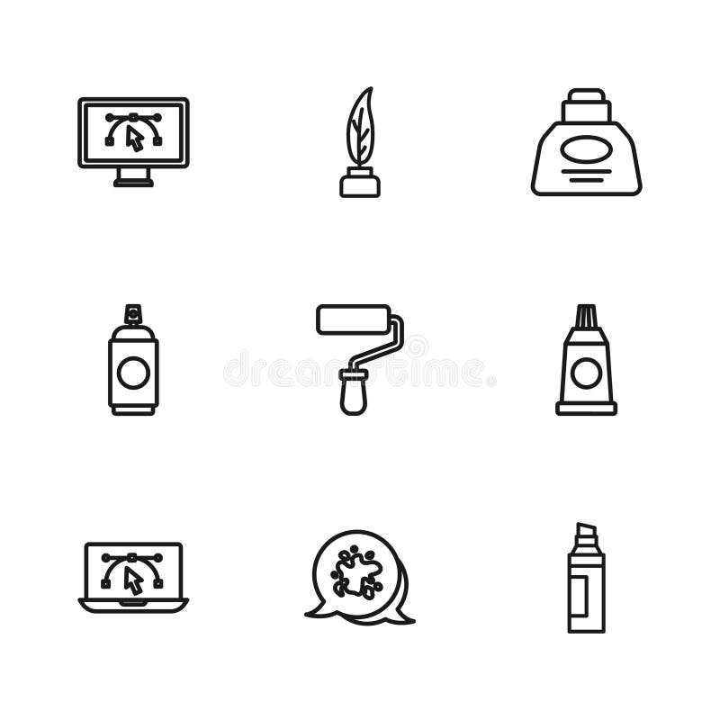 Set Line Paint Spray, Tube with Paint Palette, Marker Pen, Roller Brush ... Set Line Paint Spray, Tube with Paint Palette, Marker Pen, Roller Brush ...