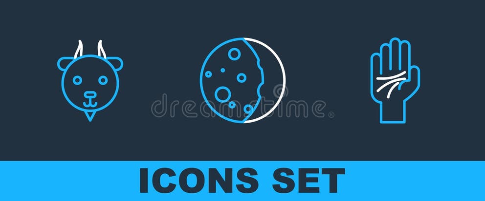 Set Line Palmistry of the Hand, Aries Zodiac and Eclipse Sun Icon ...