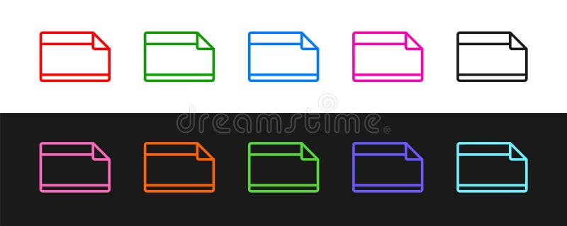 Set Line Paper Adhesive Sticker with Curved Corner Icon Isolated on ...