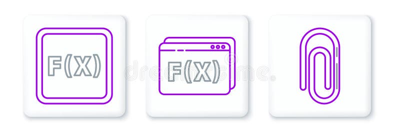 Set Line Paper Clip, Function Mathematical Symbol and Icon. Vector ...