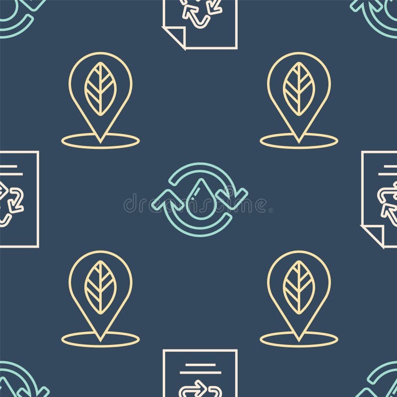 Set Line Paper with Recycle, Location with Leaf and Recycle Clean Aqua ...