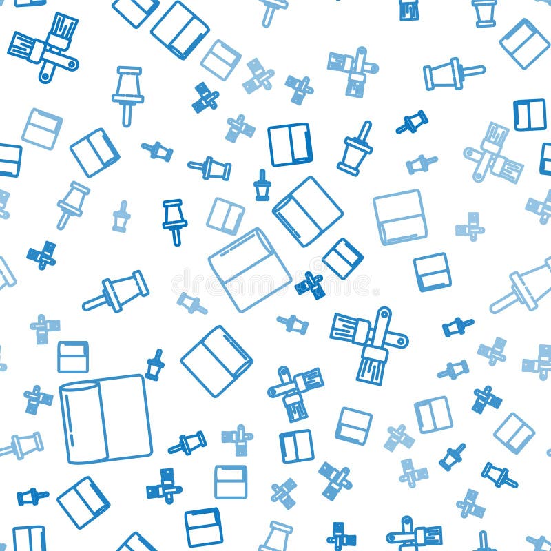 Set Line Paper Towel Roll, Crossed Paint Brush and Push Pin on Seamless ...