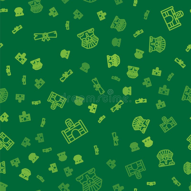 Set Line Papyrus Scroll, Egyptian House and Sphinx on Seamless Pattern ...