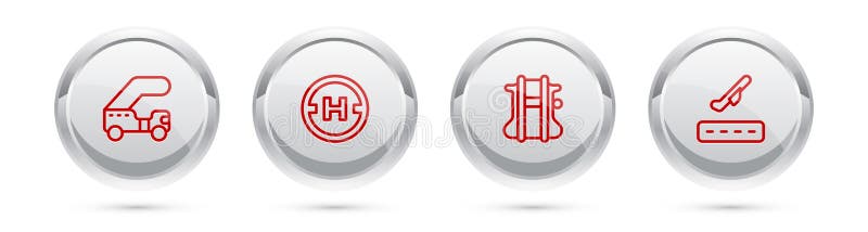 Set Line Passenger Ladder, Helicopter Landing Pad, Parachute and Plane ...