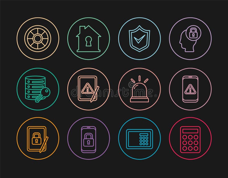 Check Tablet Server Security Key Safe Motion Sensor Stock Illustrations ...