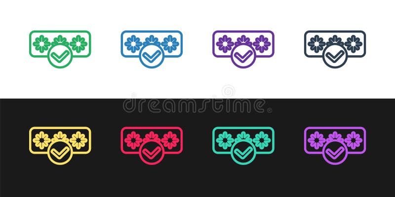 Set Line Password Protection and Safety Access Icon Isolated on Black ...