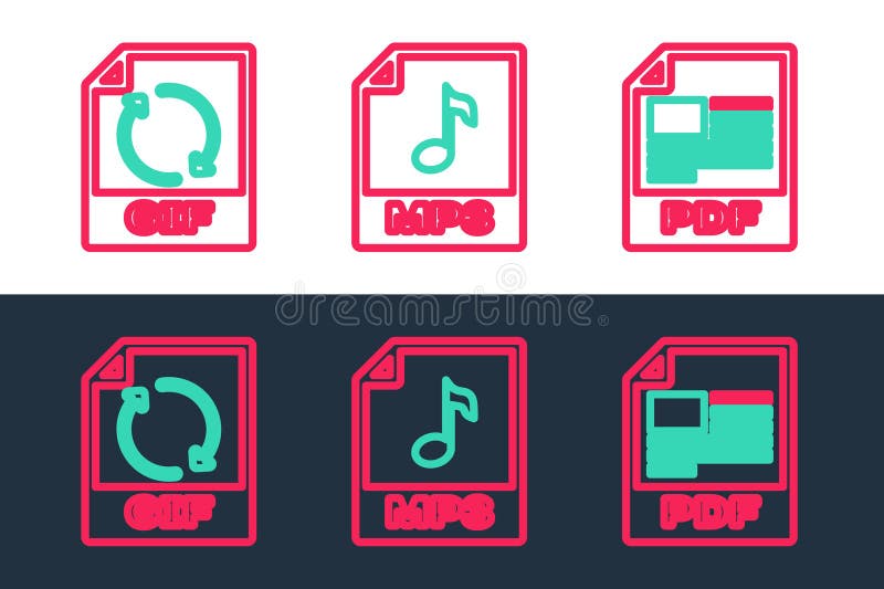 Set Line PDF File Document, GIF and MP3 Icon. Vector Stock Illustration ... Set Line PDF File Document, GIF and MP3 Icon. Vector Stock Illustration ...