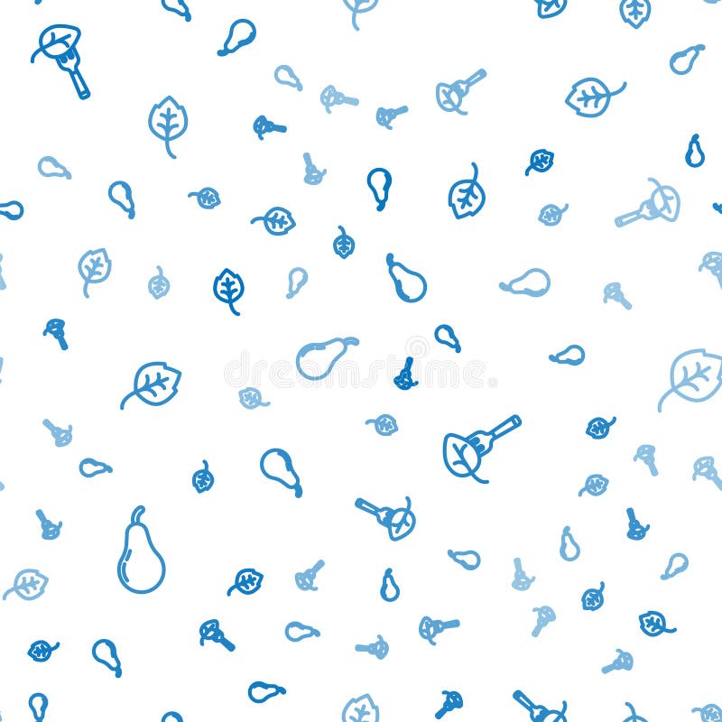 Set Line Pear, Vegan Food Diet and Leaf or Leaves on Seamless Pattern ...