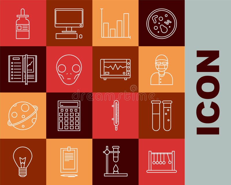 Set Line Pendulum, Assistant, Pie Chart Infographic, Extraterrestrial ...