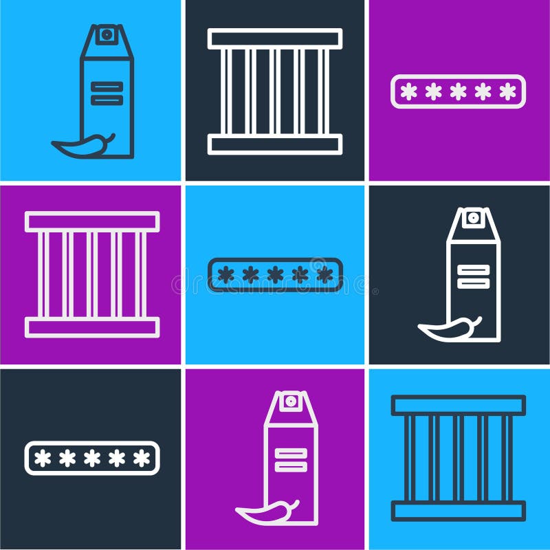 Set Line Pepper Spray, Password Protection and Prison Window Icon ...