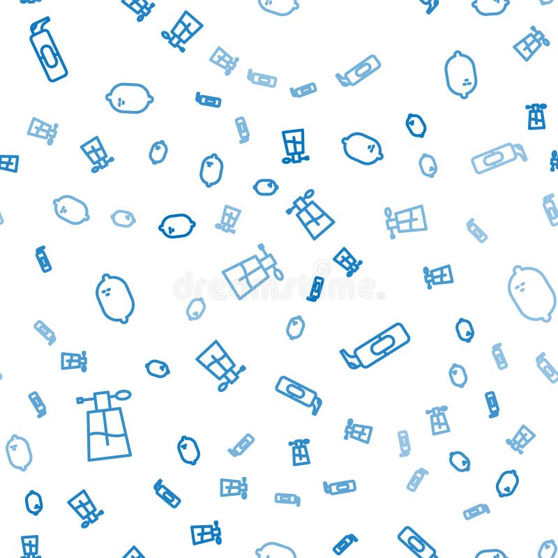 Set Line Perfume, Spray Can for Hairspray and Lemon on Seamless Pattern ...