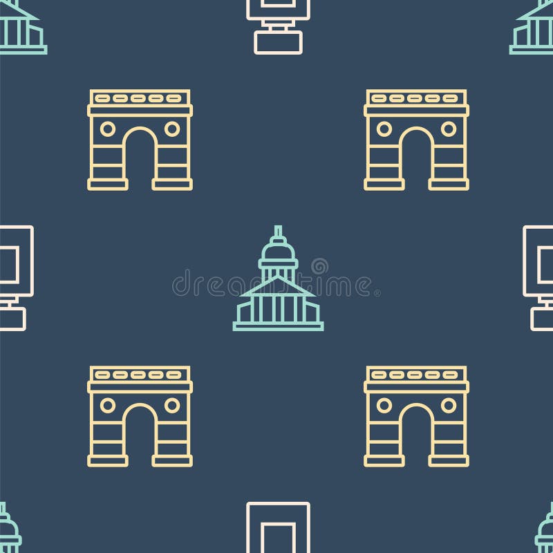 Set Line Perfume, Triumphal Arch and Museum Building on Seamless ...