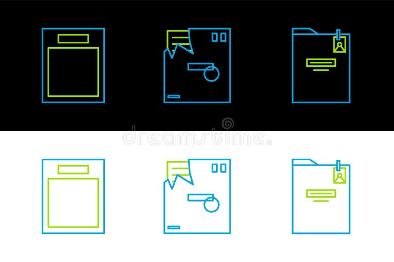 Set Line Personal Folder, Empty Form and Ordered Envelope Icon. Vector ...