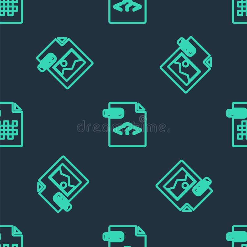 Set Line Php File Document Tiff And Png On Seamless Pattern Vector Stock Illustration 9736