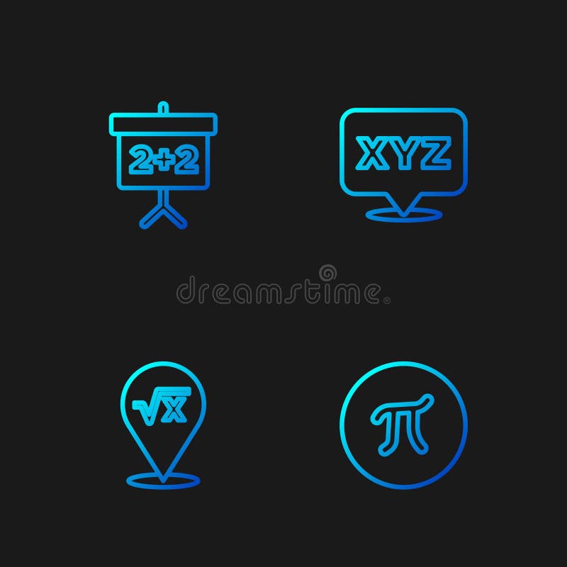 Set Line Pi Symbol, Square Root of X Glyph, Chalkboard and XYZ ...