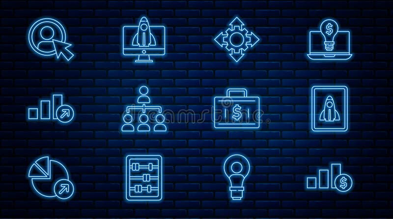 Set Line Pie Chart and Dollar, Startup Project Concept, Project Team ...