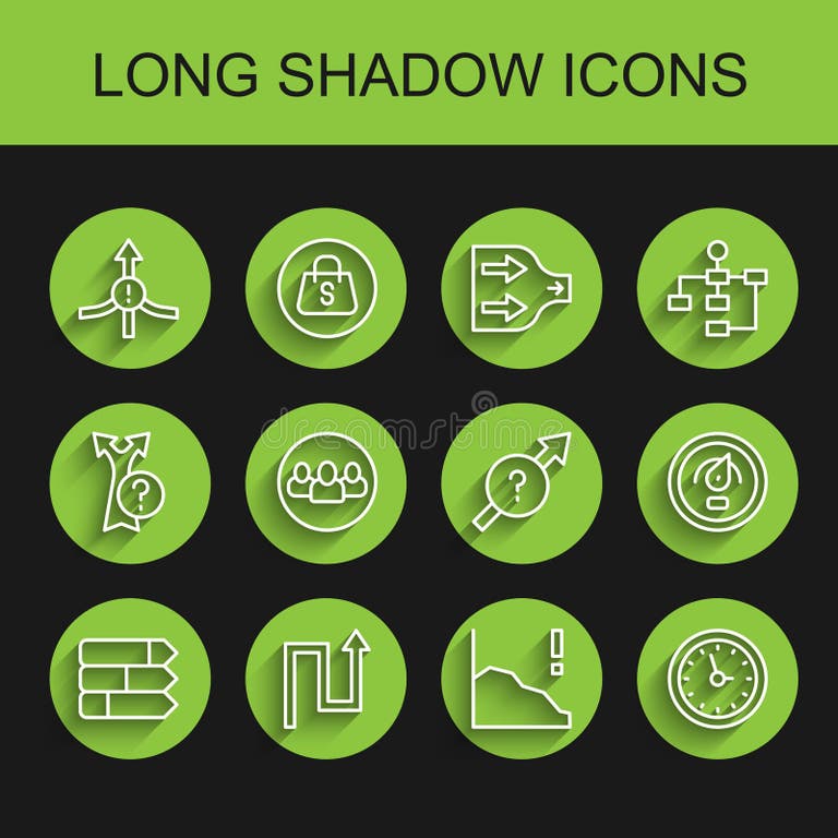 Set Line Pie Chart Infographic, Arrow, Financial Growth Decrease, Clock ...