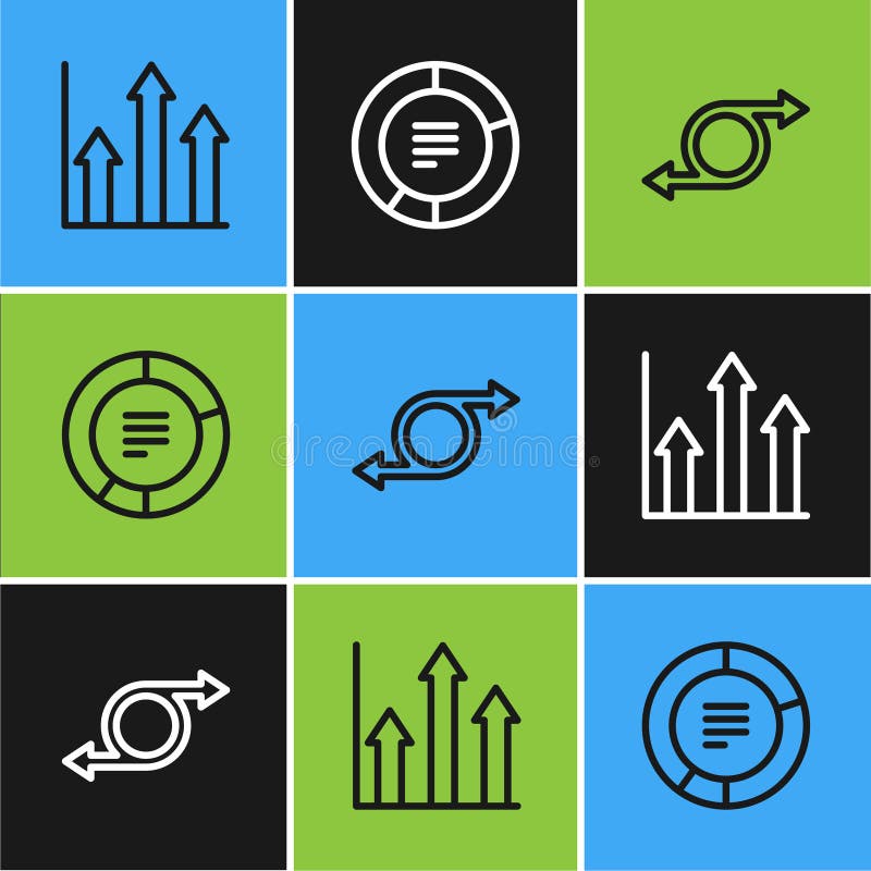 Set Line Pie Chart Infographic, Arrow and Icon. Vector Stock Vector ...