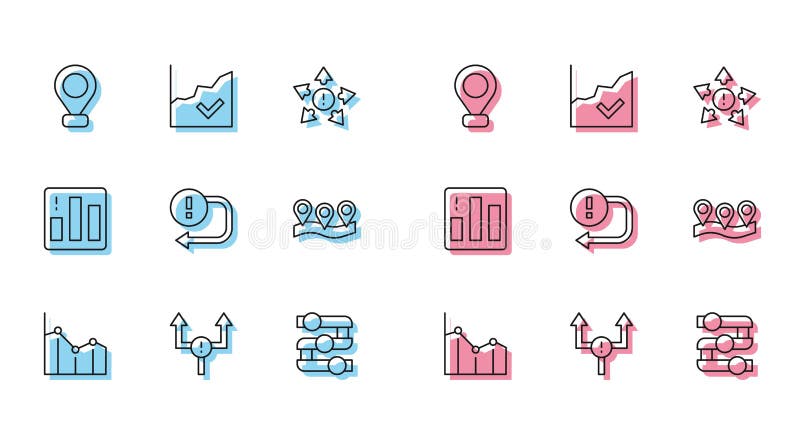 Set Line Pie Chart Infographic, Arrow, Location, Graph, Chart, Diagram, and Financial Growth ...
