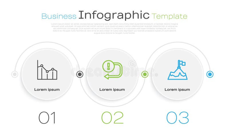 Set Line Pie Chart Infographic, Arrow and Mountains with Flag. Business Infographic Template ...