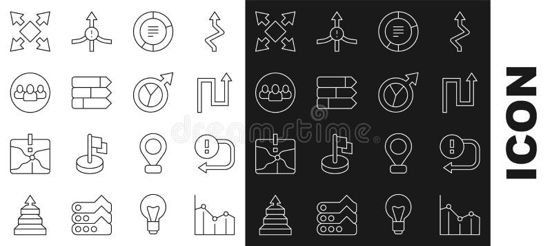 Set Line Pie Chart Infographic, Arrow, Project Team Base, Many Ways ...