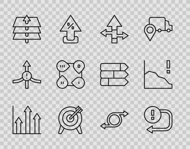 Set Line Pie Chart Infographic, Arrow, Target, Layers, Infographic Element, and Financial Growth ...