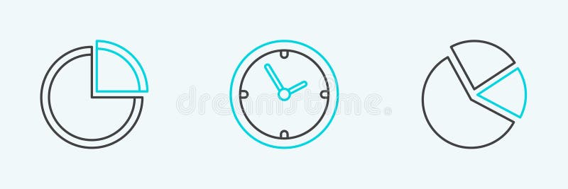 Set Line Pie Chart Infographic, and Clock Icon. Vector Stock ... Set Line Pie Chart Infographic, and Clock Icon. Vector Stock ...