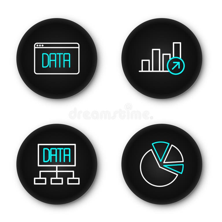 Set Line Pie Chart Infographic, Data Analysis, Financial Growth and Icon. Vector Stock ...