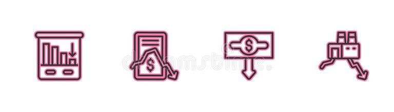 Set Line Pie Chart Infographic, Dollar Rate Decrease, Mobile Stock Trading and Shutdown of ...