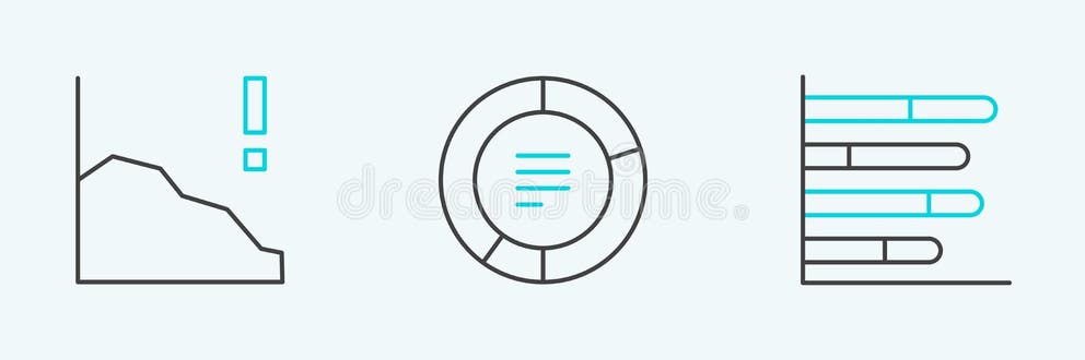 Set Line Pie Chart Infographic, Financial Growth Decrease and Icon. Vector Stock Illustration ...