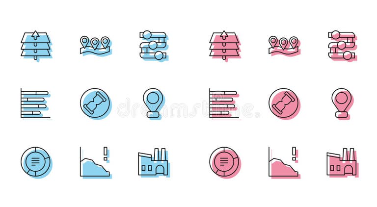 Set Line Pie Chart Infographic, Financial Growth Decrease, Layers ...