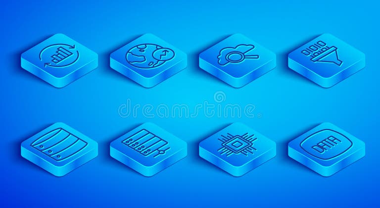 Set Line Pie Chart Infographic, Financial Growth, Search Cloud Computing, Server, Processor CPU ...