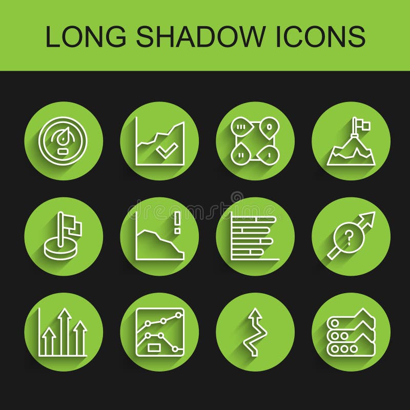Set Line Pie Chart Infographic, Graph, Chart, Diagram, Digital Speed Meter, Arrow, Financial ...
