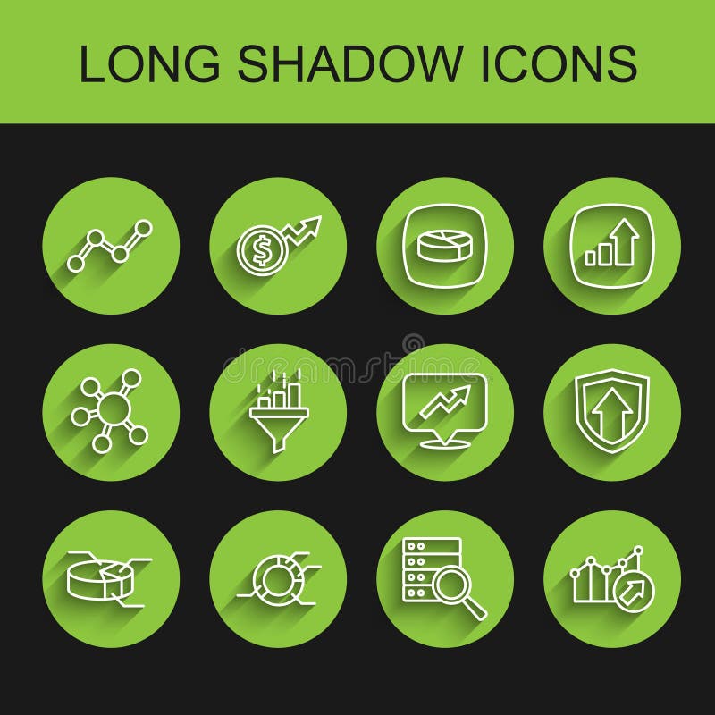 Set Line Pie Chart Infographic, Graph, Server, Financial Growth, Sales ...